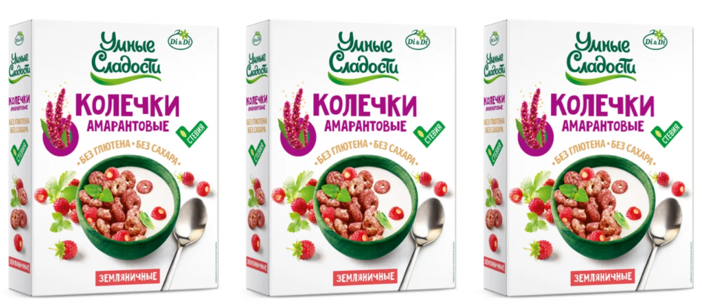 Колечки Умные сладости амарантовые Земляничные, 150 гр, 3 уп