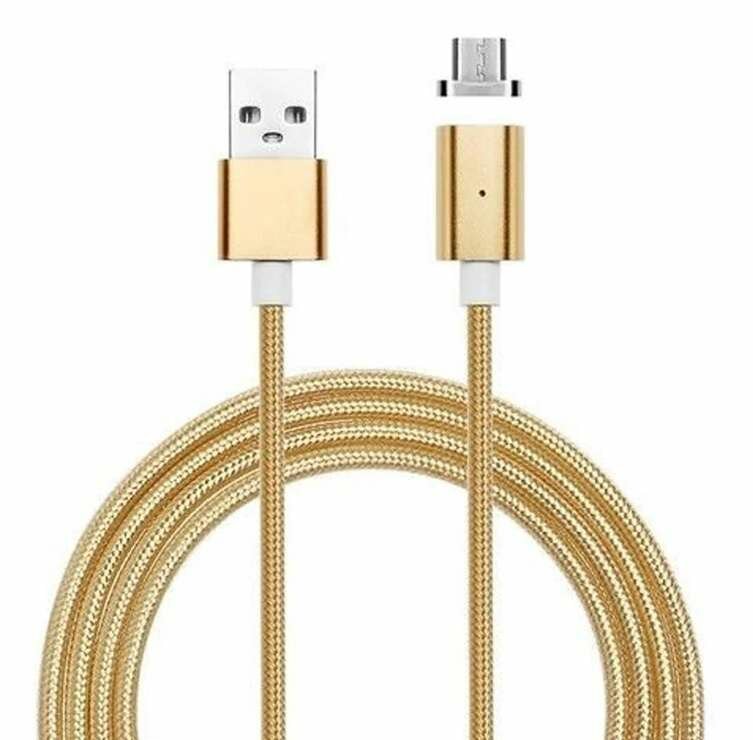 Магнитный USB зарядный кабель для Android (USB-Micro)​​ золотой