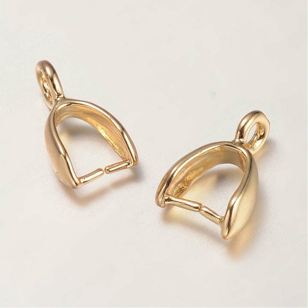 Держатель, 11х3мм, зажимной, с петелькой, базовый материал - латунь, золотистый, 5 шт.