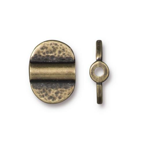 Бусина металлическая, 13.7х10мм, TierraCast, узорный овал, базовый материал - оловянный сплав, бронзовый с чернением, 1 шт.