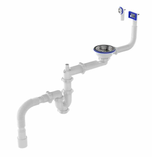 Сифон для мойки Equation поворотный выпуск 113 мм с переливом и отводом