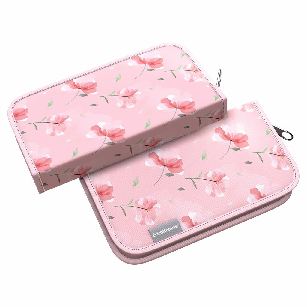 Пенал школьный 1 отделение Erich Krause 110x205x25мм Peachy Flowers