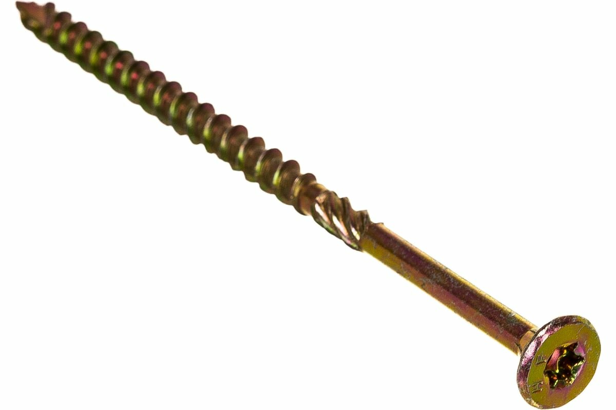 Rusconnect CS 05100 самонарезающий шуруп по дереву потай 5x100, 100 шт, желтый цинк 310510