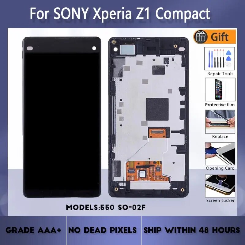Новый ЖК-дисплей 4,3 дюйма для Sony Xperia Z1 Compact D5503 550 с сенсорным экраном, дигитайзер с запасными частями, ЖК-дисплей LCD NO frame