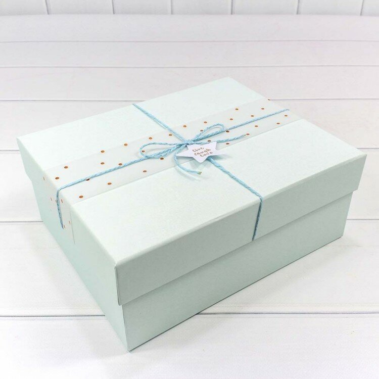 Коробка прямоугольная 17*15*8,5 с бантиком Live laugh love цвет голубой