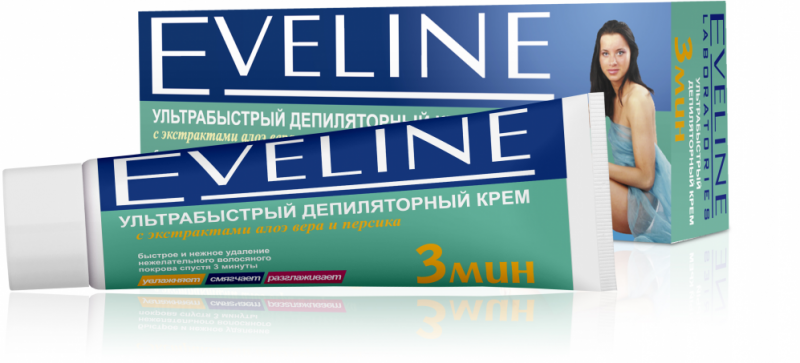 Eveline 3 Мин Ультрабыстрый депиляторный крем с экстрактами алоэ вера и персика 100 мл.