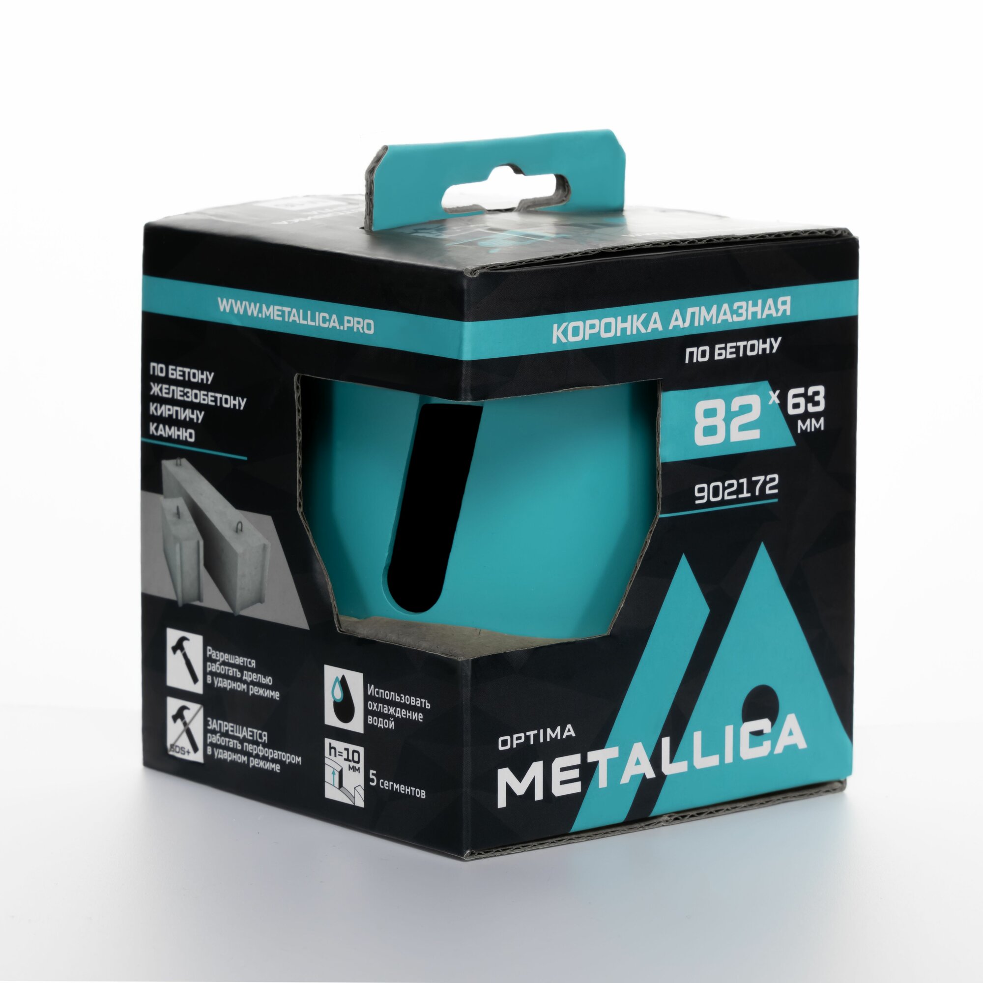 Коронка алмазная сегментная METALLICA Optima 82x63 мм, М16, без хвостовика, по бетону