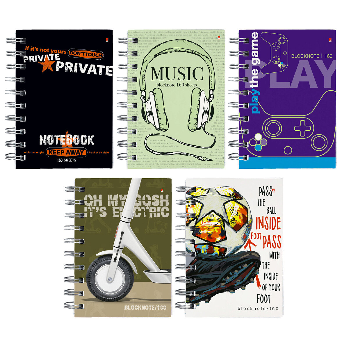 Блокнот Альт, А6 (105 х 130 мм) цветная 160 листов, Арт. 3-160-010/03, 5шт.