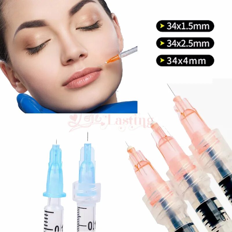 Прозрачные шприцы для пирсинга 32G 34G, 100 шт. 30G x 4mm 100pcs