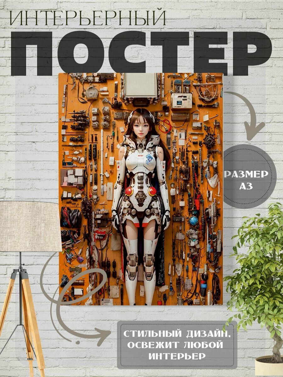Интерьерные постер андроид , Android, Киберпанк