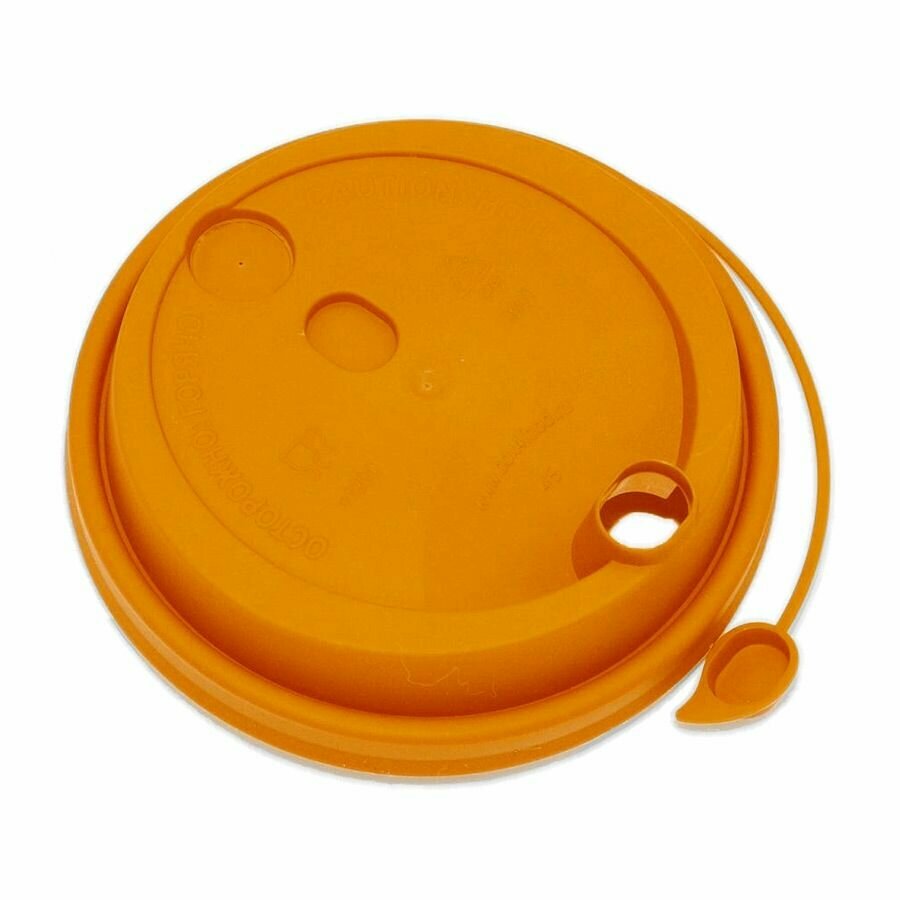 Крышка с колпачком на поводке flip-top Оранжевая матовая d 90 мм, 50 шт.