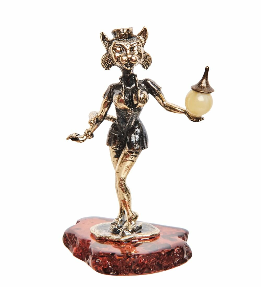 Фигурка 'Кошка Медсестра' (латунь, янтарь)