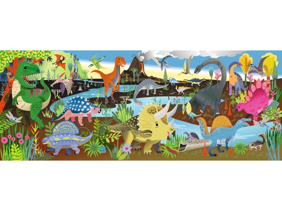 Пазл панорамный, игра-головоломка "Планета динозавров", 60 деталей, 48х19 см, для детей 4+