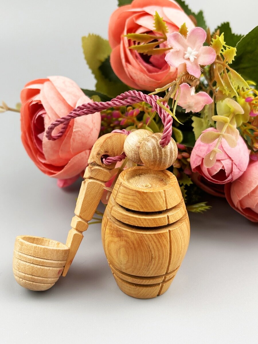 Деревянная подвеска "Бочка с черпаком", для бани, дерево, 10см