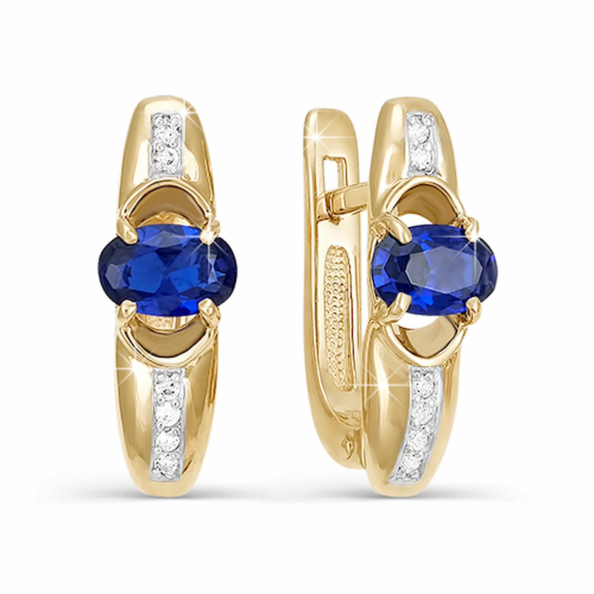 Серьги, красное золото, 585 проба, сапфир, бриллиант