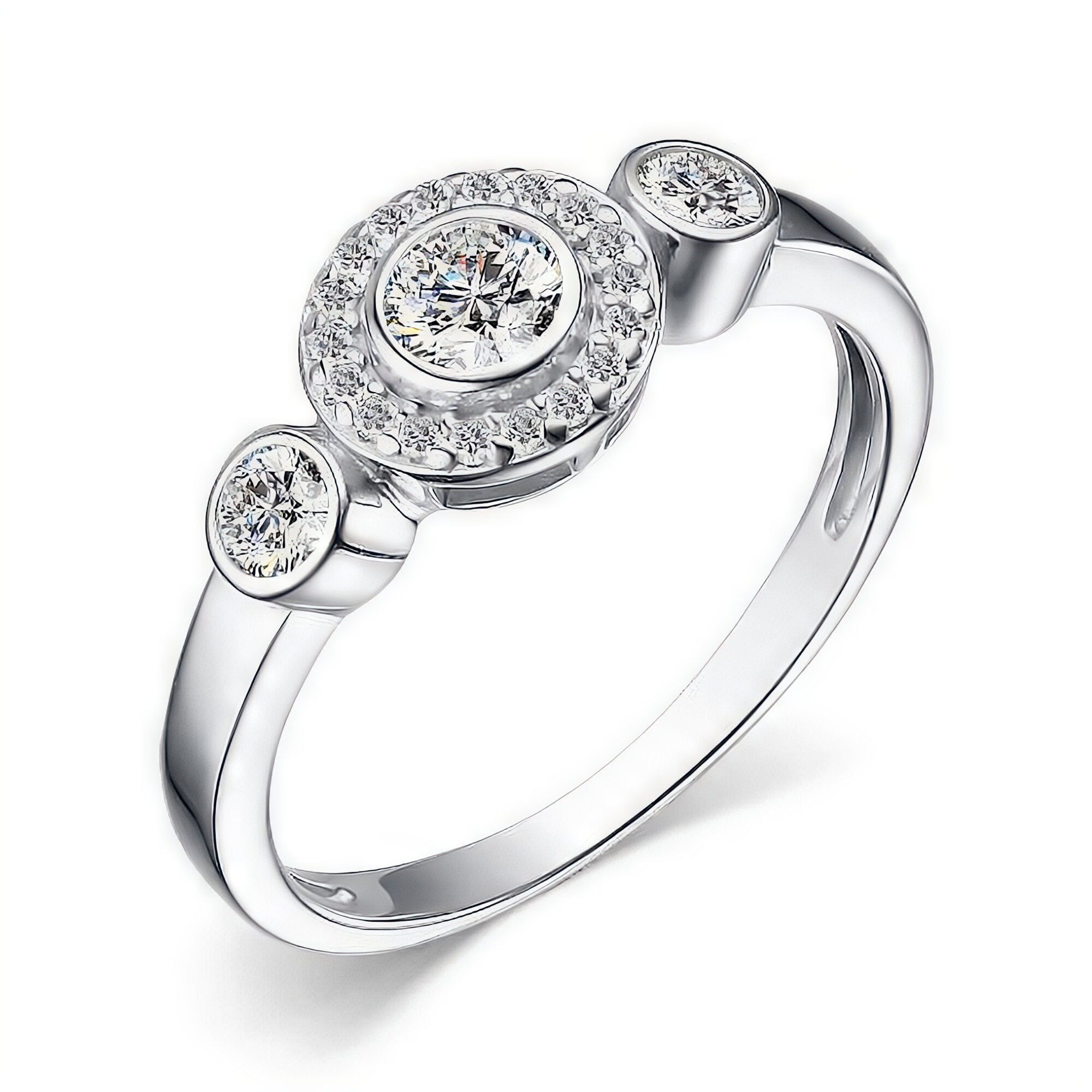 Кольцо, серебро, 925 проба, родирование, фианит