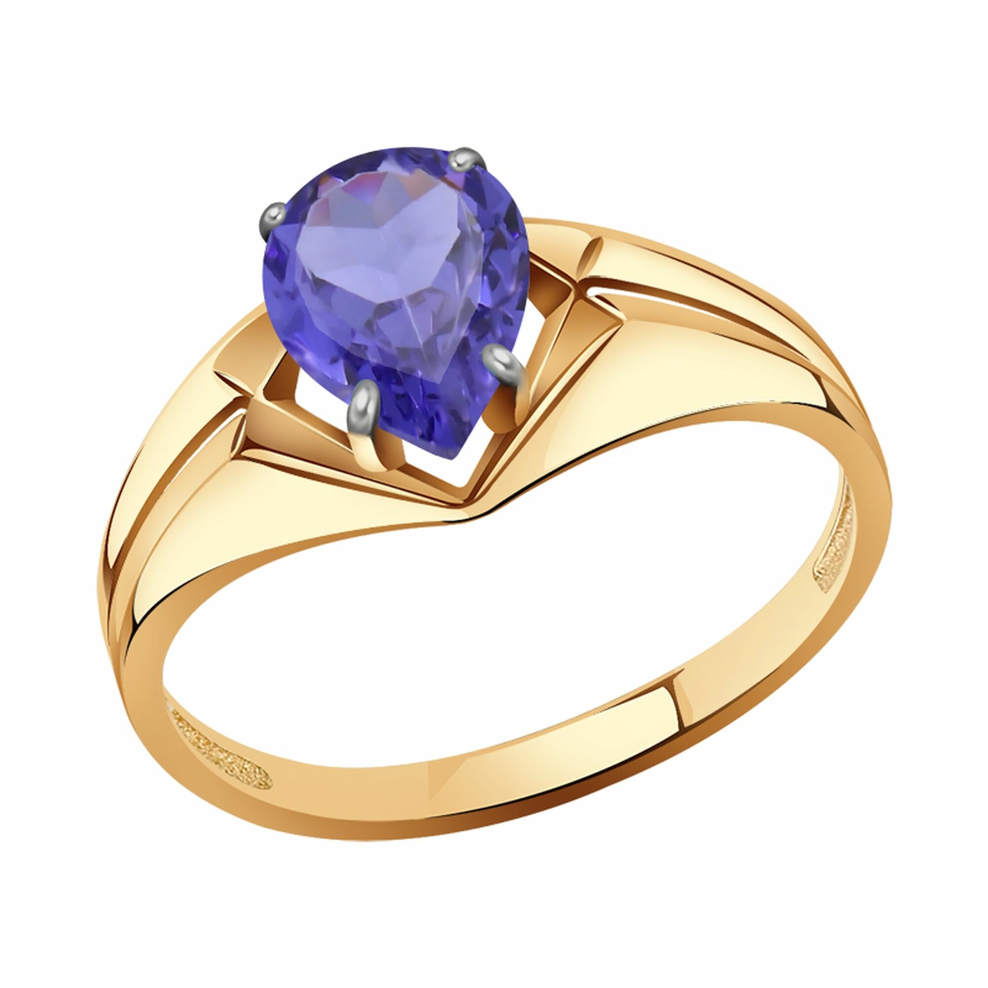 Кольцо, красное золото, 585 проба, танзанит