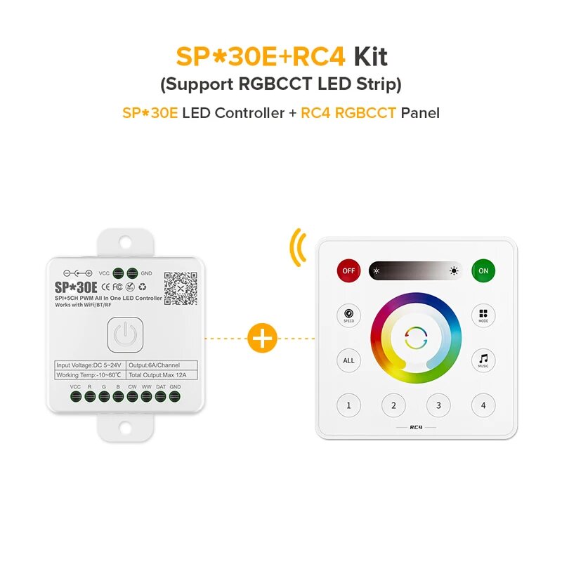 SP30E+RC4 RGB CCT LED контроллер с пультом RC4