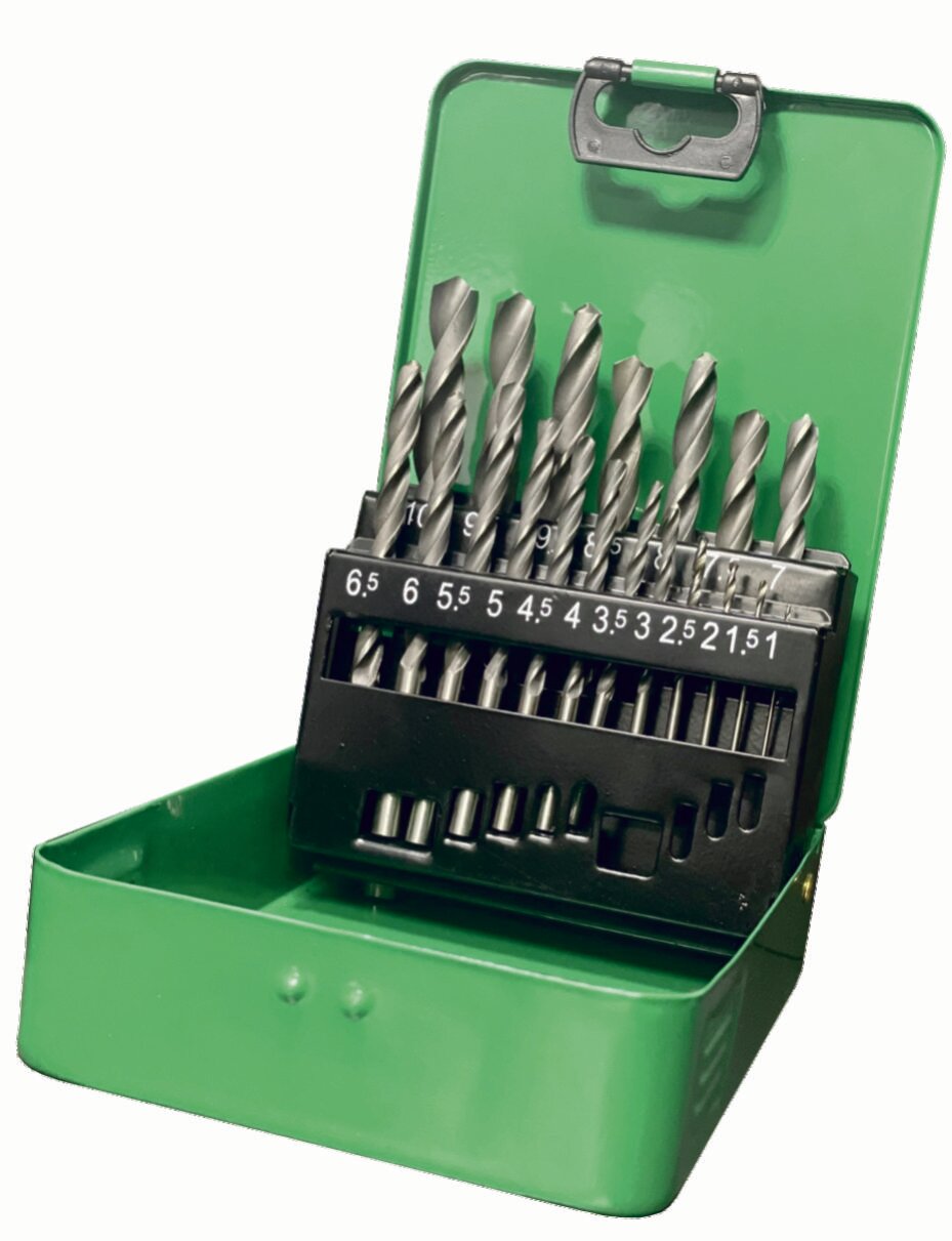 Сверла по металлу набор 19 шт. Резолюкс в металлическом кейсе Р6М5 1-10х0,5 мм