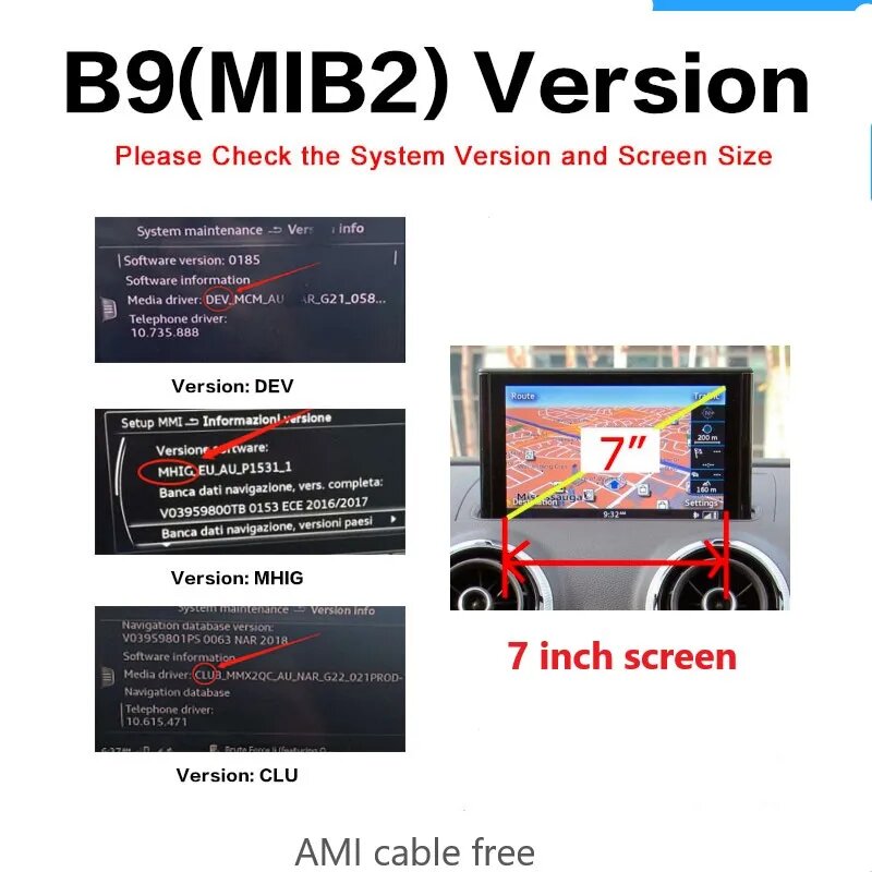 Беспроводной интерфейс Carplay Android Auto для Audi A3 A4 A5 Q2 Q5L Q7 2014-2018 задняя камера автомобильный игровой модуль 7-Inch MHIG DEV CLU