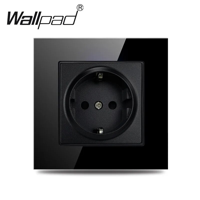 Wallpad Тройная настенная розетка со стеклянной панелью 1 Black Glass