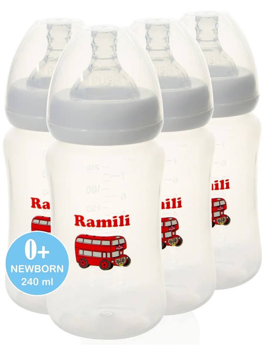 Противоколиковые бутылочки Ramili Baby 4 шт. (240 мл)