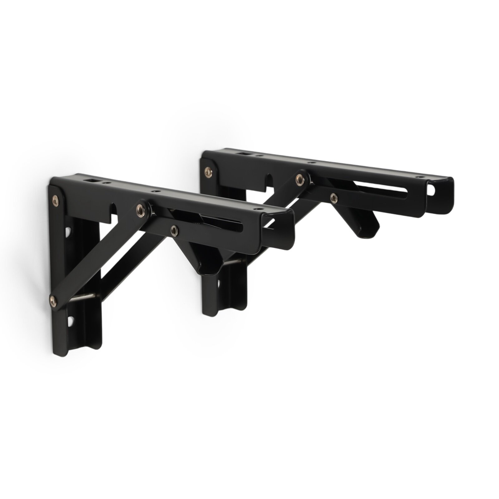 Кронштейн складной для столов и полок тундра, 2 шт, длина 200 мм, сталь черный