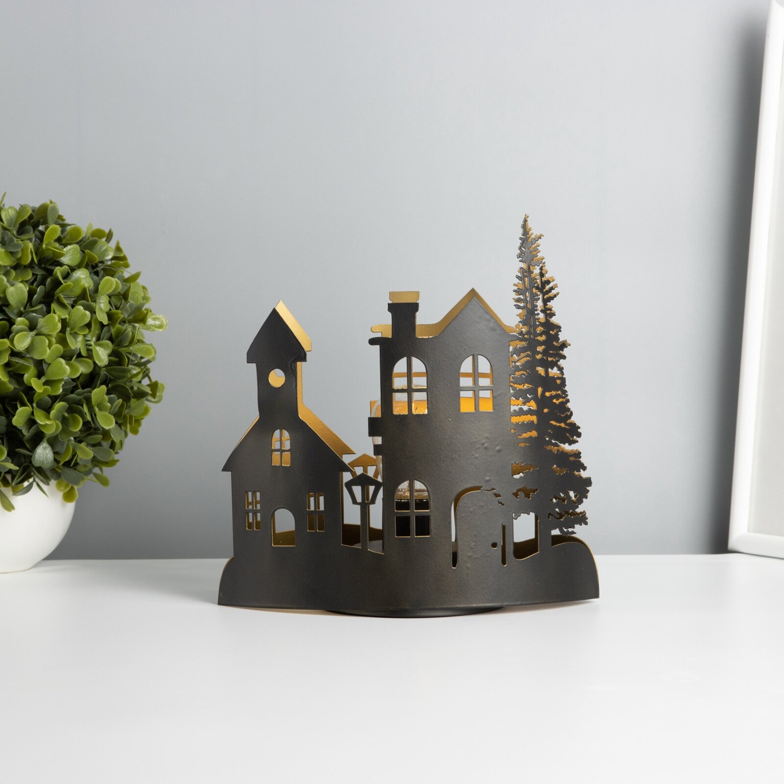 Светильник "Вечерний город" LED 3хААА черный 10,8х19,5х20см, 10513986