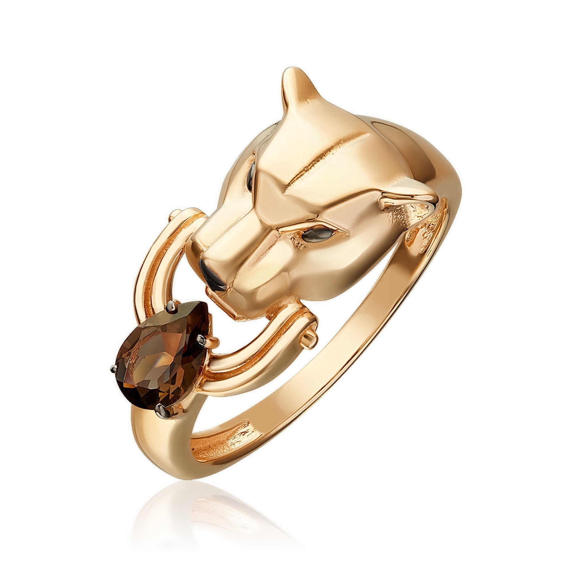 Кольцо, красное золото, 585 проба, кварц