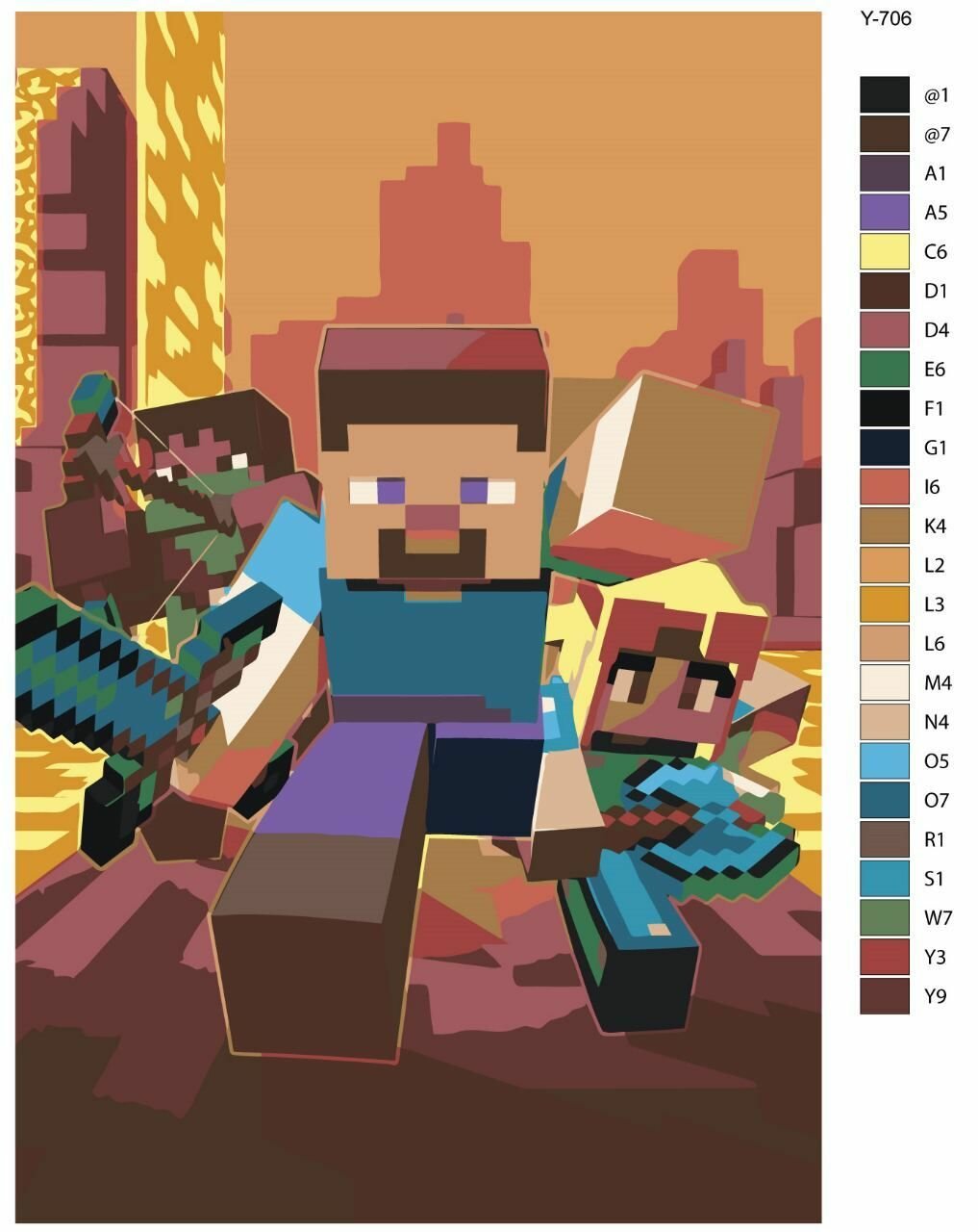 Картина по номерам Y-706 "Minecraft (Майнкрафт)" 50x70