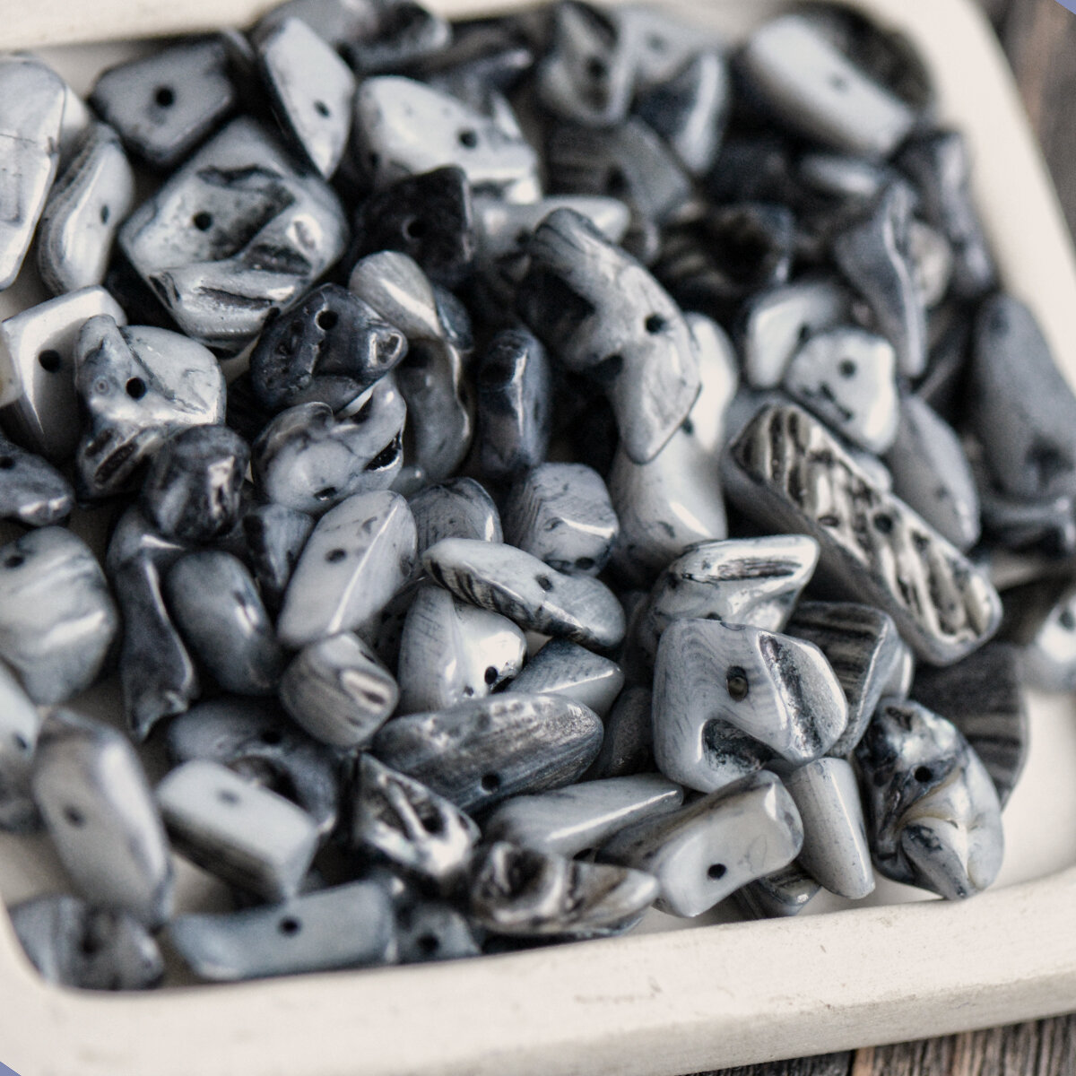 Бусины из перламутра 50 г, цвет стальной, размер 7-15 мм