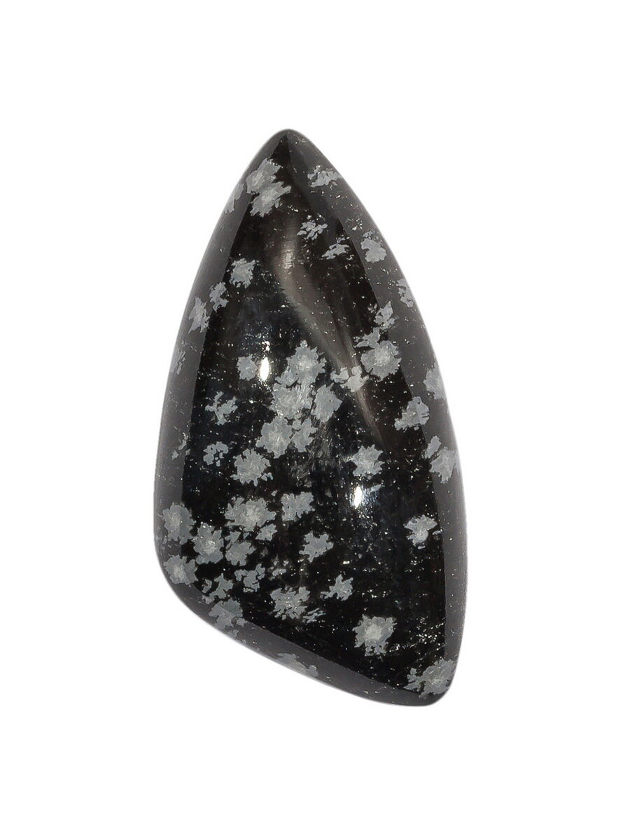 Кабошон Обсидиан снежный 34х18х7 мм.