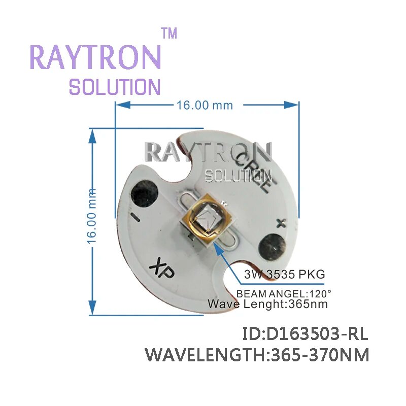 RAYTRON UV LED модуль UL395-400NM U2, 3Вт — фото 1