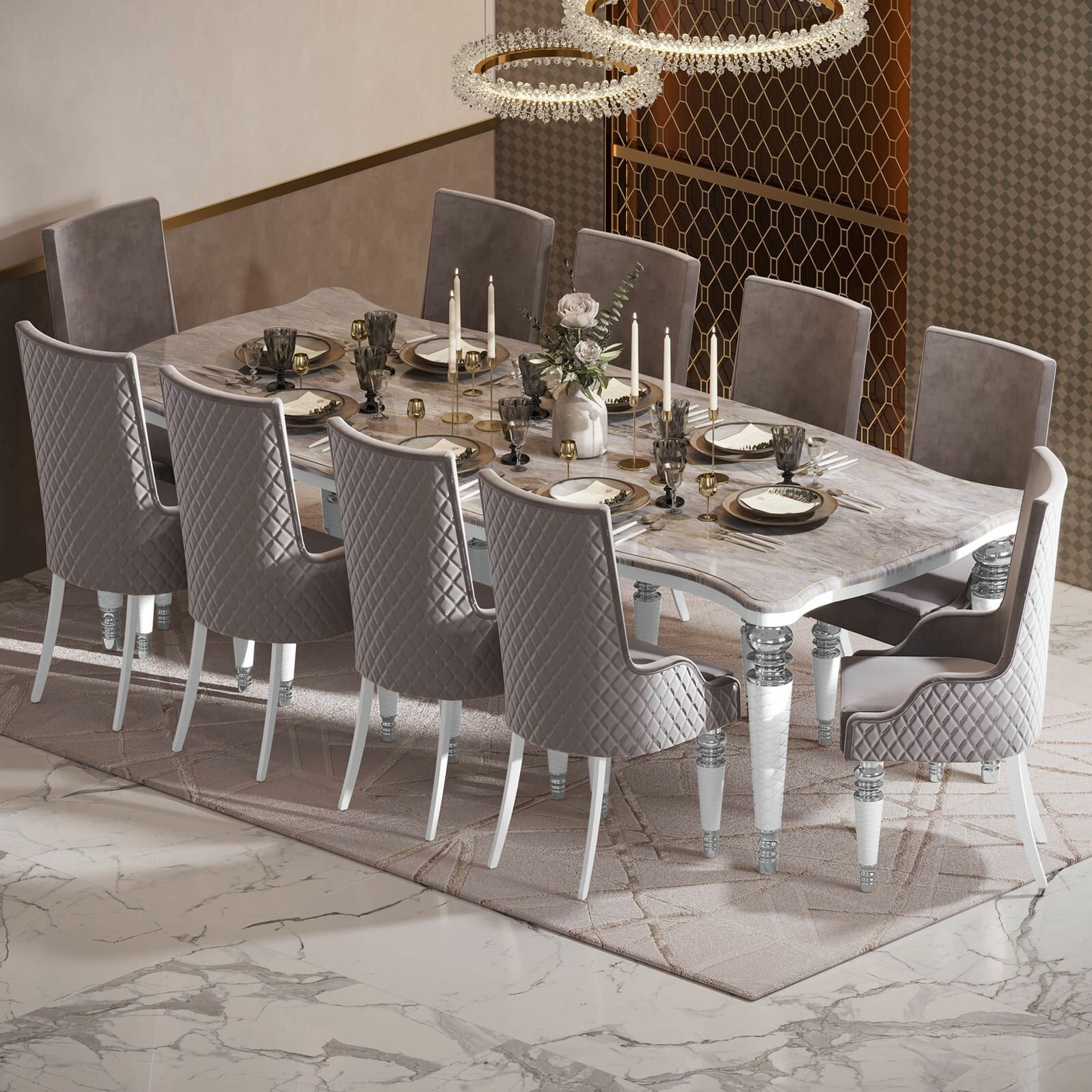 Обеденная группа Арида "Прадо", 280х120х78 см, 10 стульев, серый