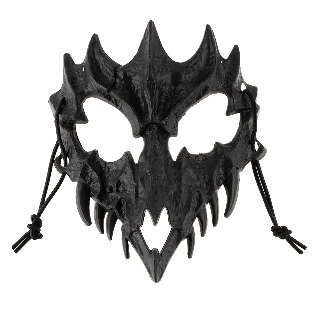 Карнавальная маска, Череп дракона, Черный, 16*18 см, 1 шт.