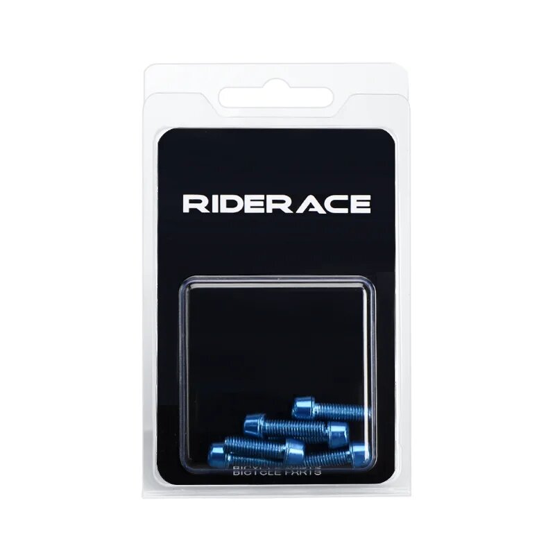 Набор из 6 цветных стальных винтов Riderace M5*18 мм для рулевой колонки MTB Синий, Blue