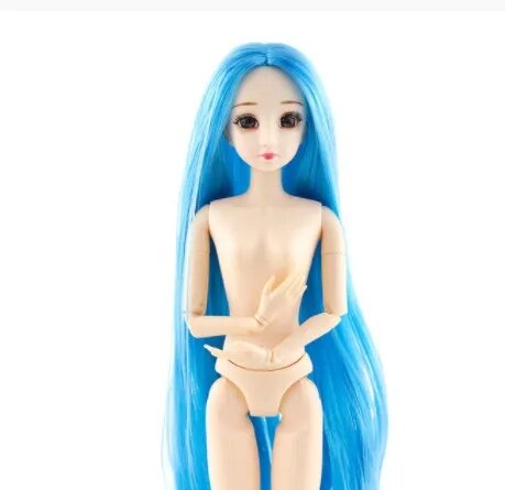 Кукольная голова fradoo 30 см фиолетово-серые волосы голубые глаза Blue