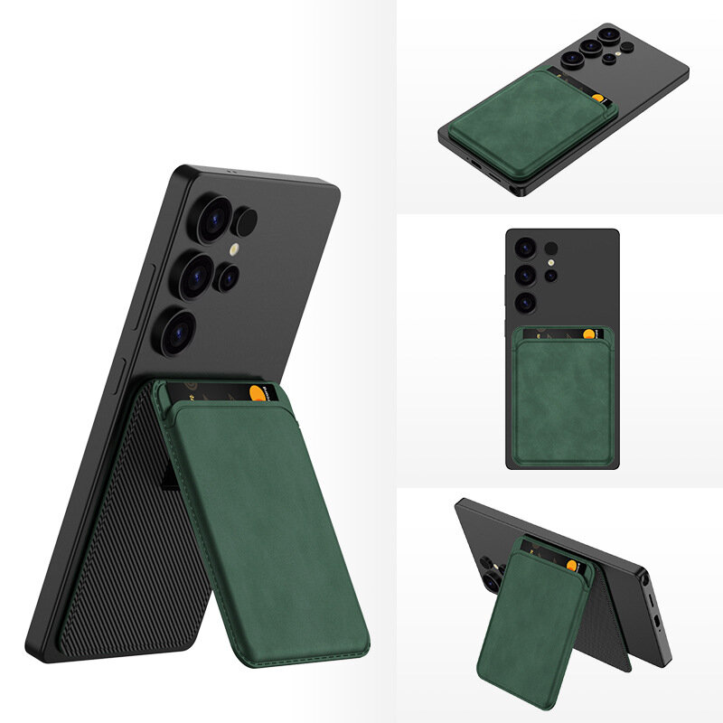 Держатель для карт GKK "Модная карточка", магнитный, складной, кожаный, черный