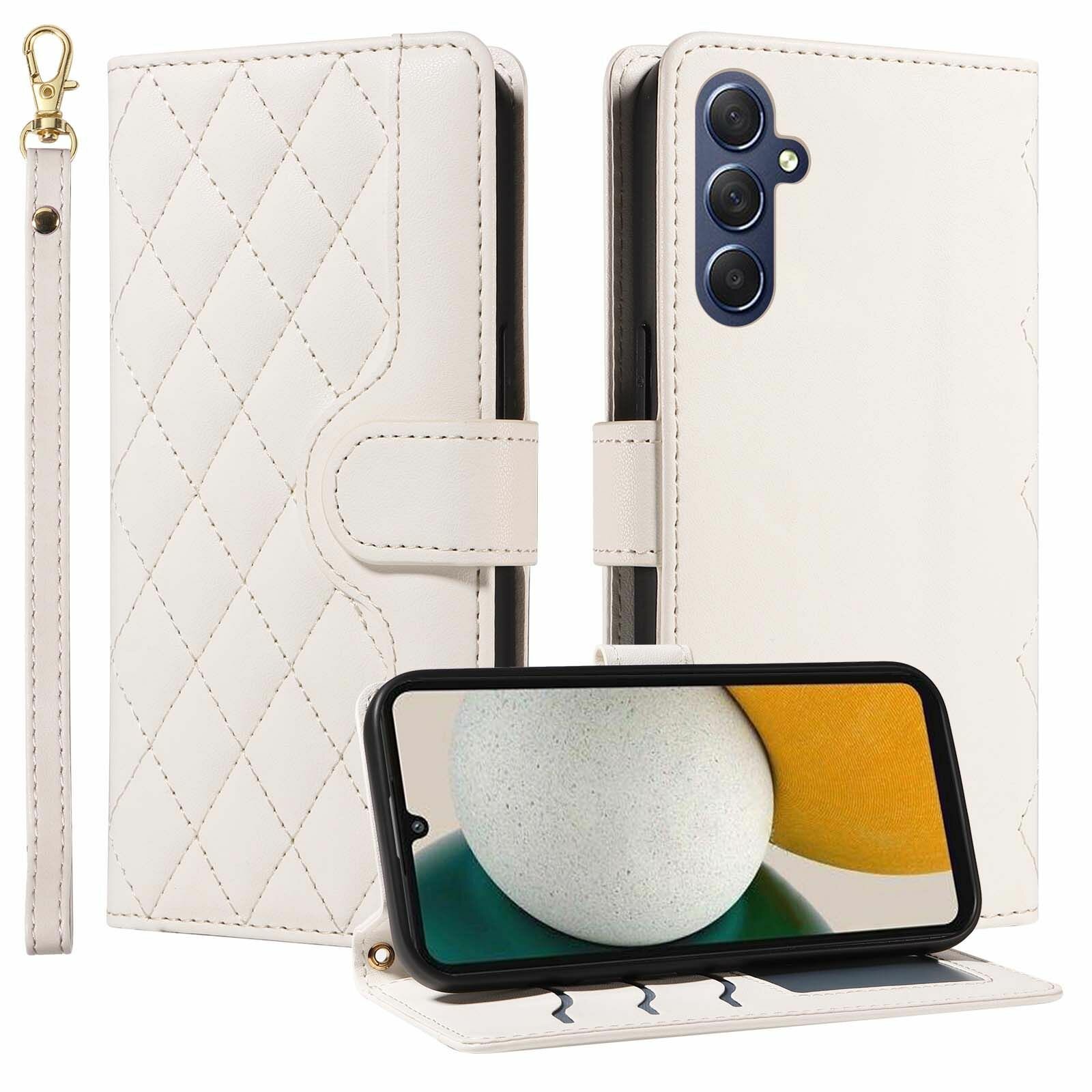 Чехол из матовой кожи для Samsung Galaxy A34 5G (Самсуиг Галакси А34 5G) , роскошный и стильный, устойчивый к падениям, со слотом для карт, с длинным и коротким шнурками