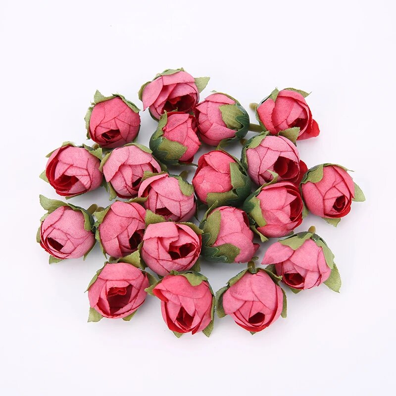 Розовые искусственные розы из шелка, 10 шт.