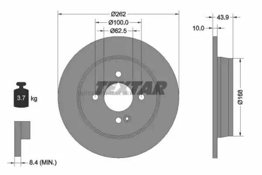 TEXTAR 92242203 Диск тормозной задний с покрытием PRO HYUNDAI ACCENT/SOLARIS/I20 / KIA PICANTO/RIO III TEXTAR 92242203