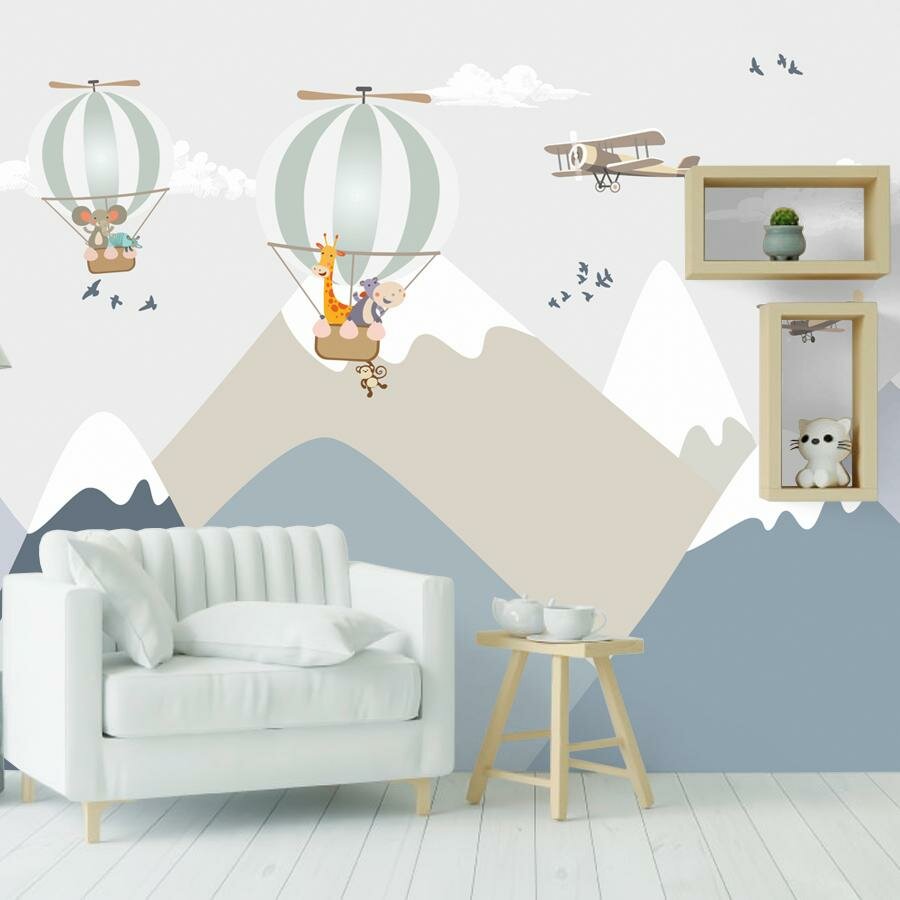 Фотообои Воздушные шары над горами 14-654-M-Флекс 270 x 300 см (ВхШ) Бесшовные, флизелиновые, влагостойкие обои MasterFresok