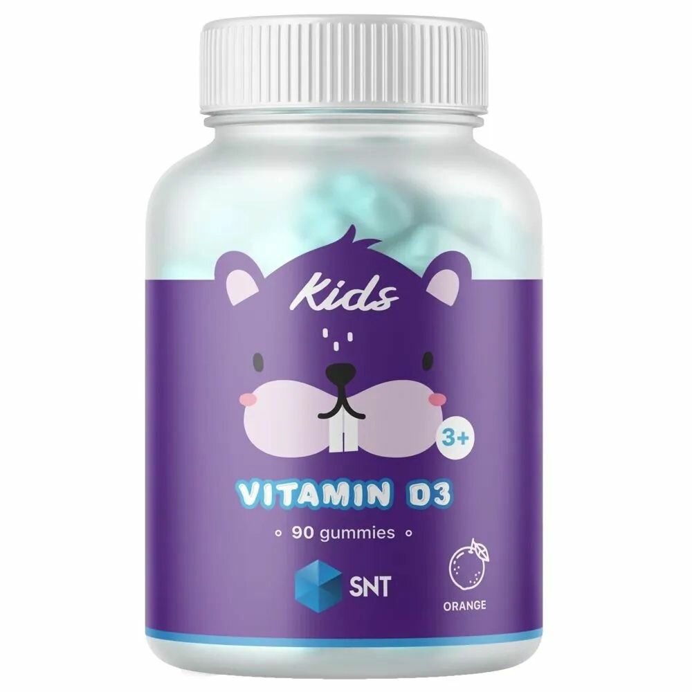 SNT Kids Vitamin D3 Orange/ CHT Витамин Д3 кидс со вкусом апельсина, жевательные таблетки по 3 г № 90