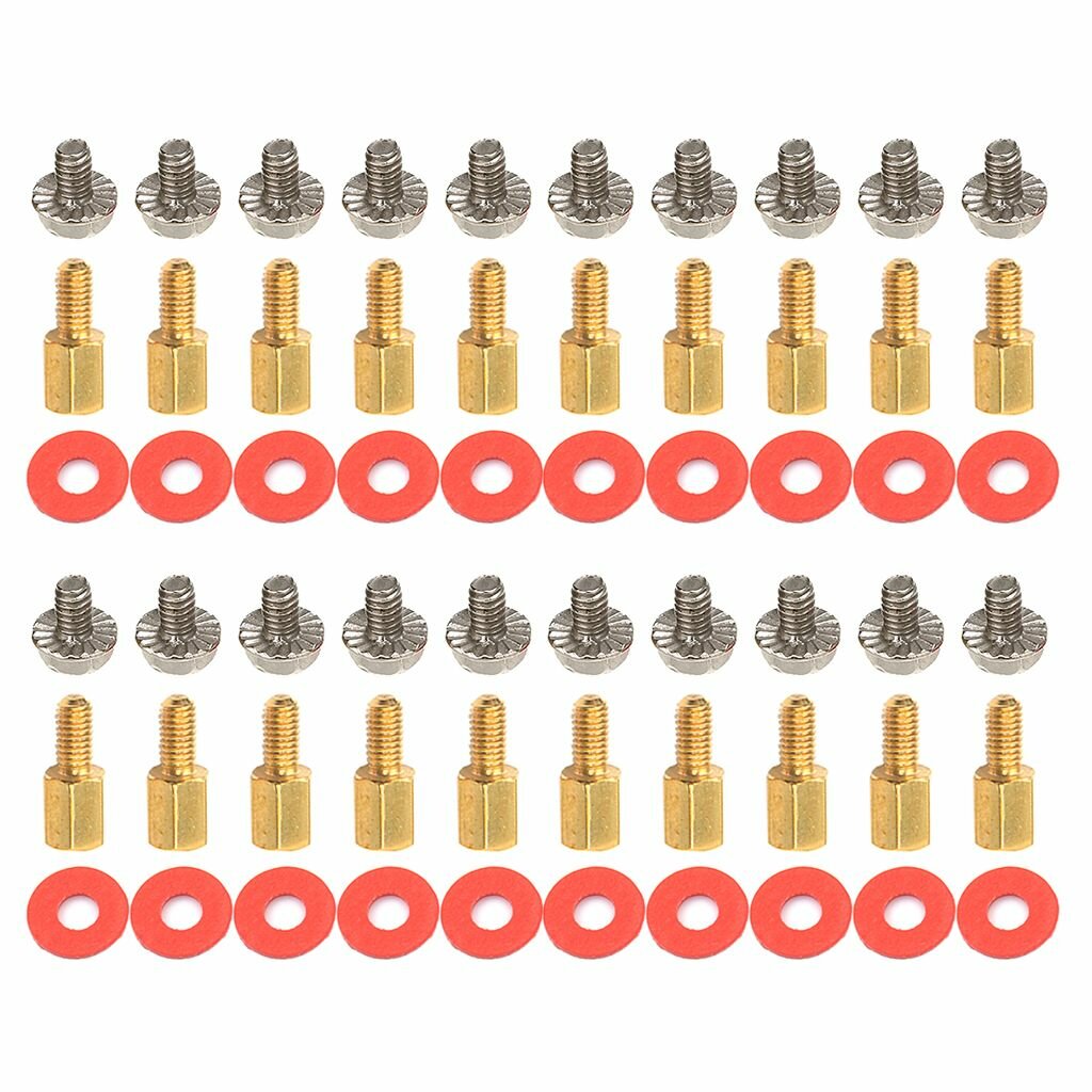(20 комплектов) Компьютерная шестигранная медная колонна M33 + шайба серебряный винт