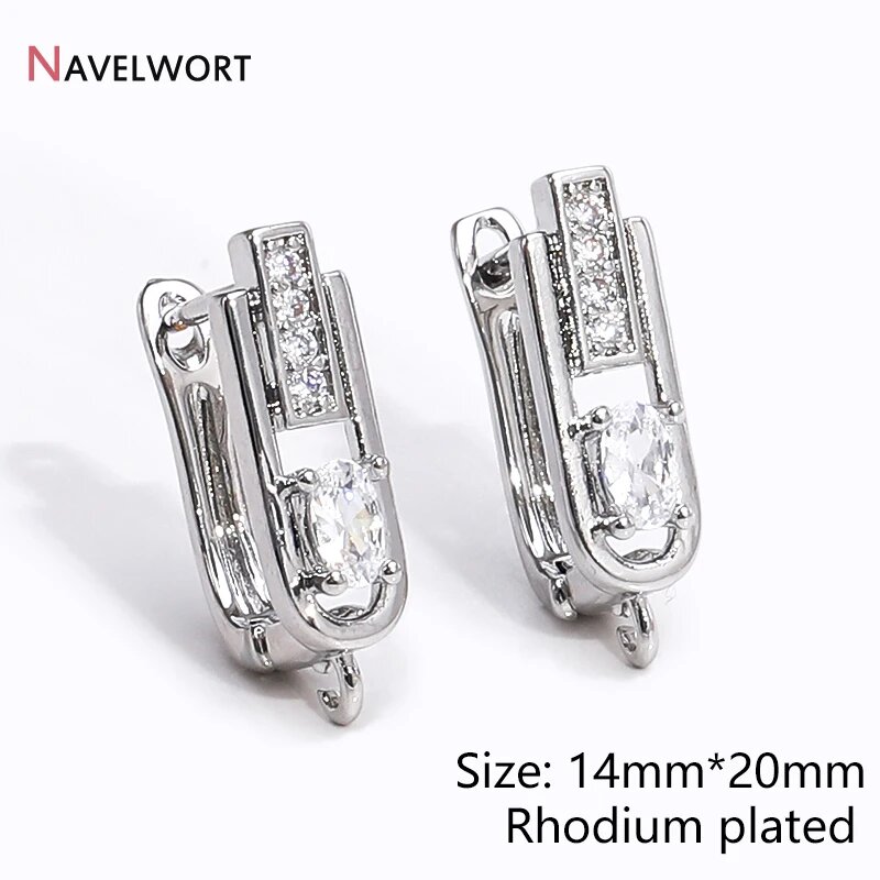 Швензы для сережек NAVELWORT, Rhodium Plated, 1 Pair, 14mm*20mm