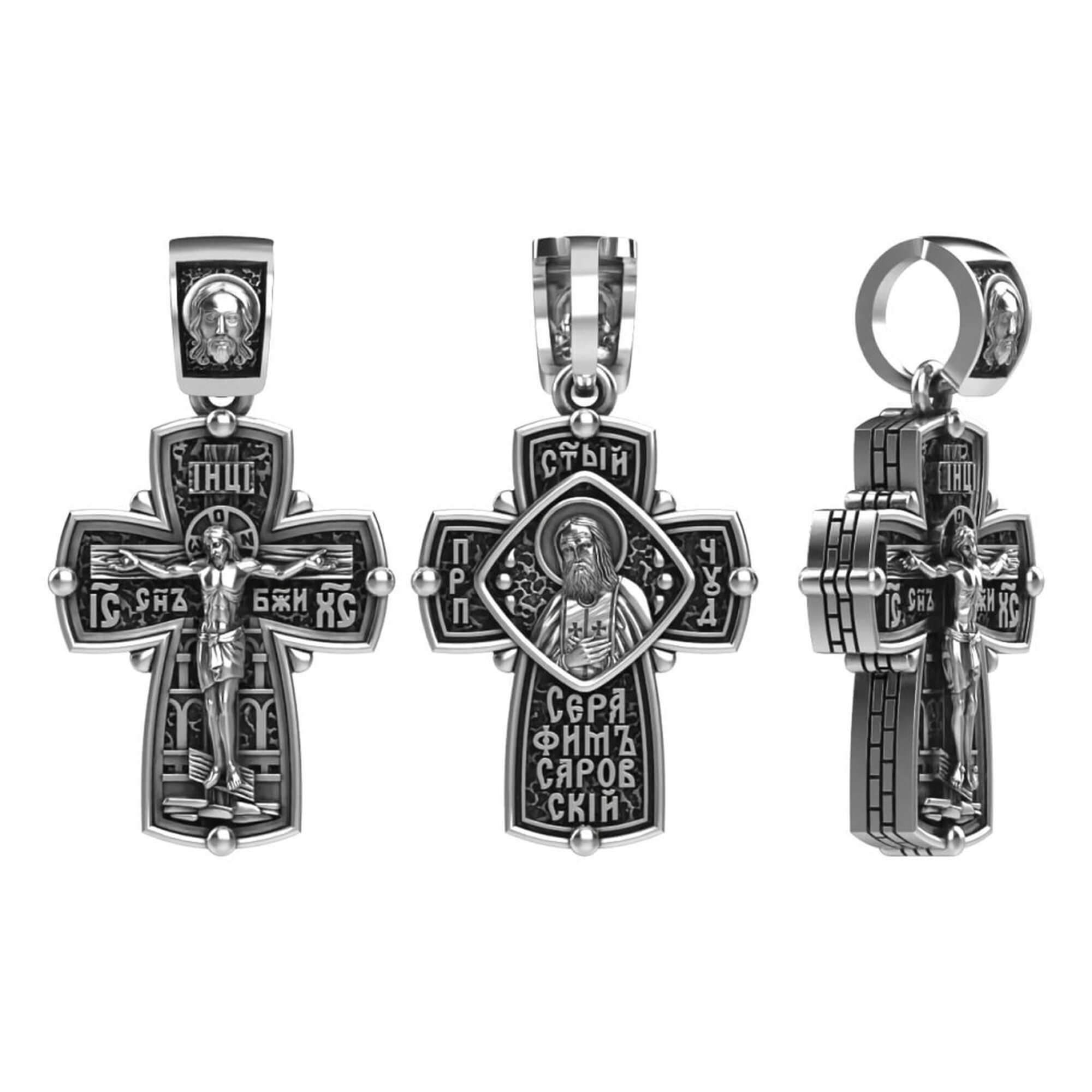 Крестик, серебро, 925 проба, чернение