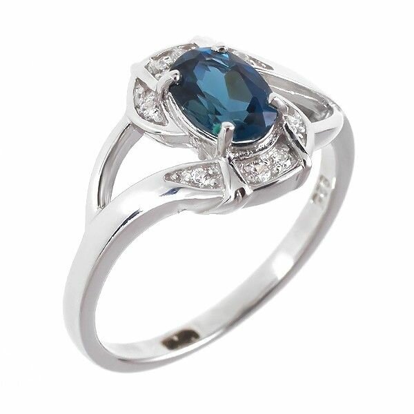 Кольцо тонкое, серебро, 925 проба, Лондон топаз, фианит