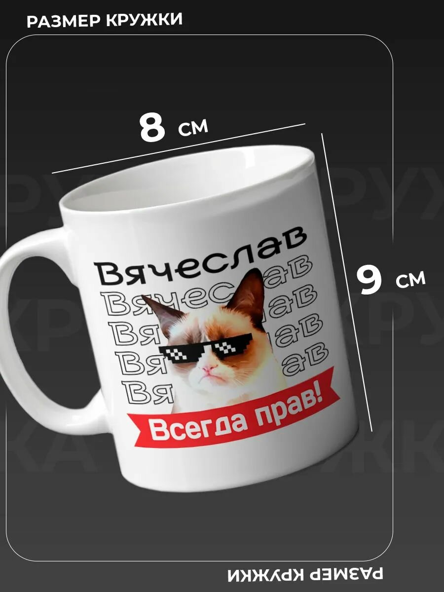 Кружка керамическа PNP NARD, 330 мл, с цветным принтом Вячеслав Слава всегда прав