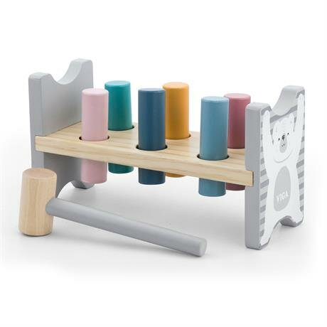 Стучалка-забивалка Viga Белый мишка, в коробке 44009