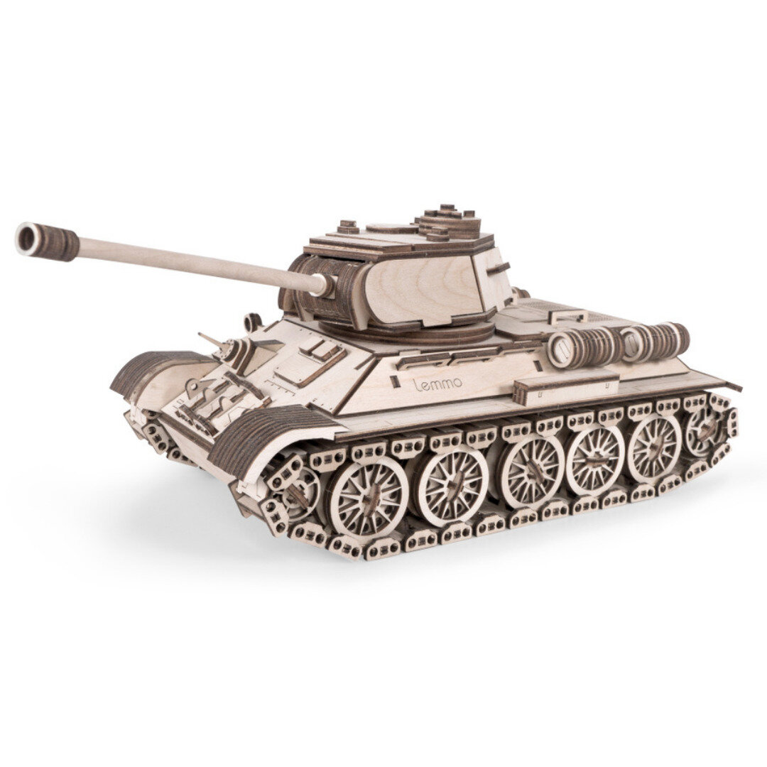 Деревянный конструктор / сборная модель советского танка / модель для сборки танк Т34, Т 34 / деревянный Танк Т-34 85 / модель для сборки / конструктор для мальчиков и взрослых Lemmo Танк Т-34-85